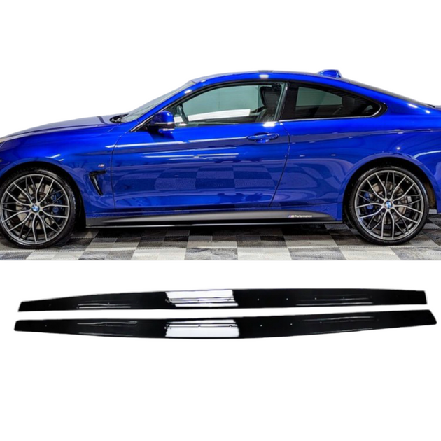Side Skirt Extension Blades - Fits BMW F32 F33 F36 4 Series - Gloss Bl ...
